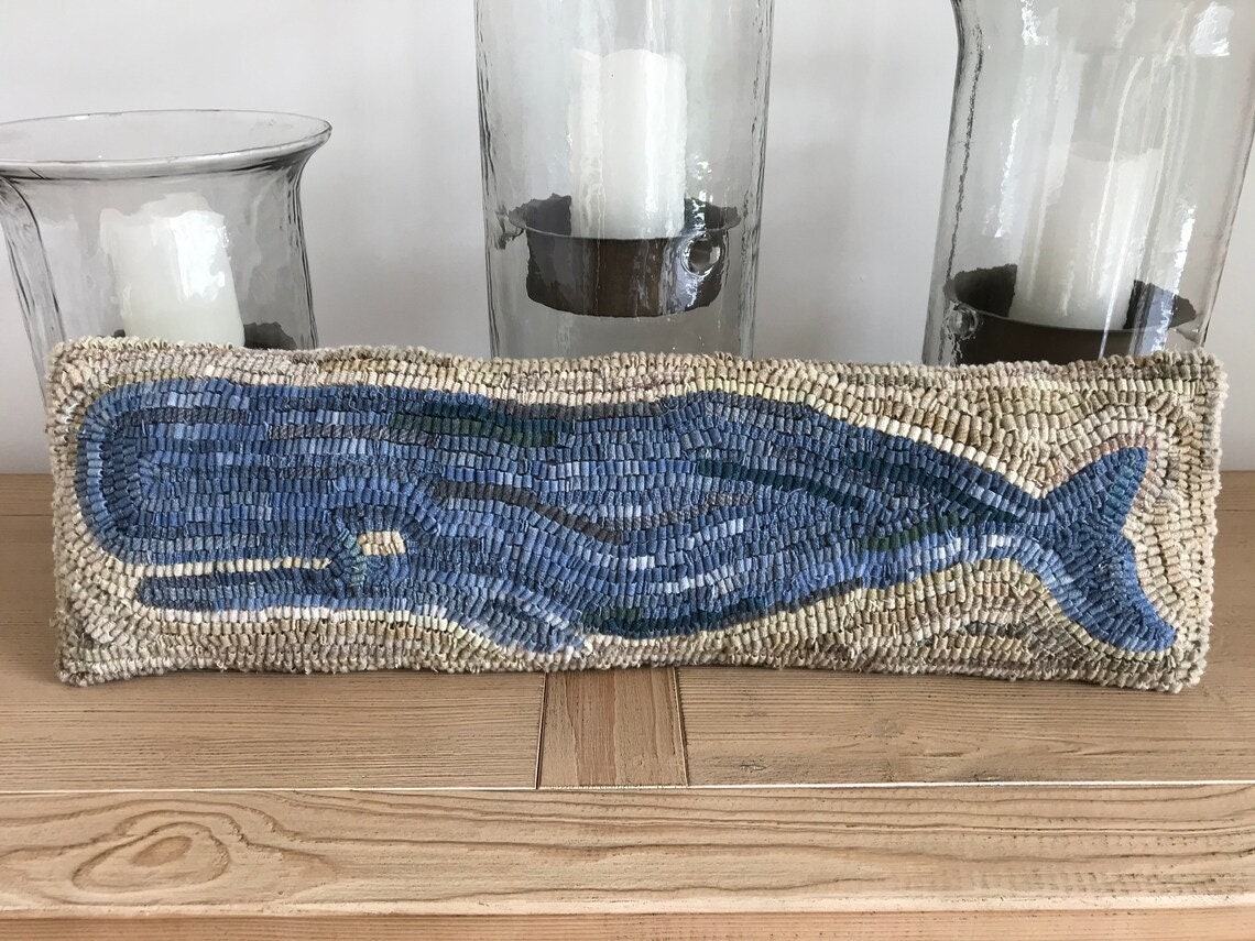 RUG HOOKING KIT - Nantucket Whale ~ on Linen With Hand Dyed Wool - Etsy