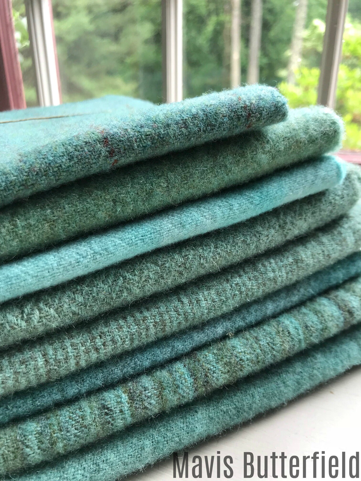 Hand Dyed Wool Fabric, 8 Robin's Egg Blue Fat 1/4 {Quarter} Yards {2 ...