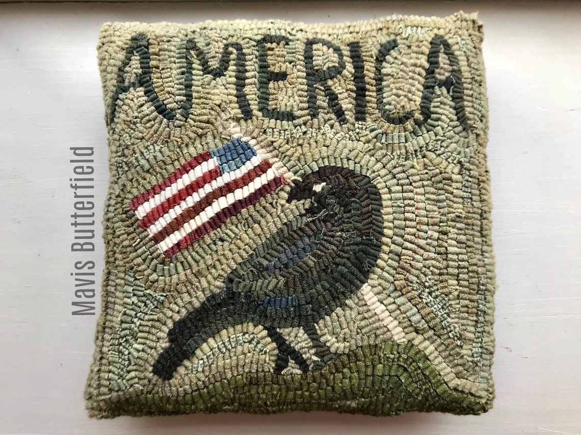 Rug Hooking Pattern Old Crow With American Flag on Linen - Etsy