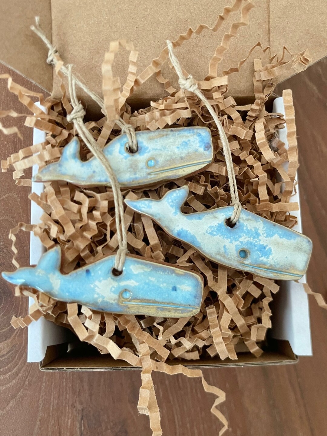 Set of 3 Rustic Nantucket Whale Redware Pottery Ornaments ~ Primitive ...