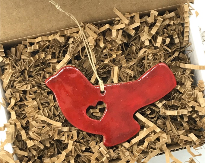 Rustic Red Bird Redware Pottery Ornament - Etsy