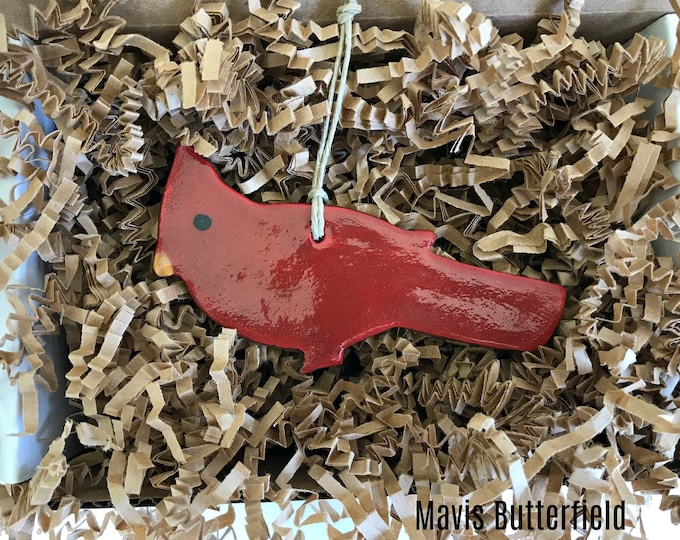 Primitive Folk Art Cardinal Bird Redware Pottery Ornament - Etsy