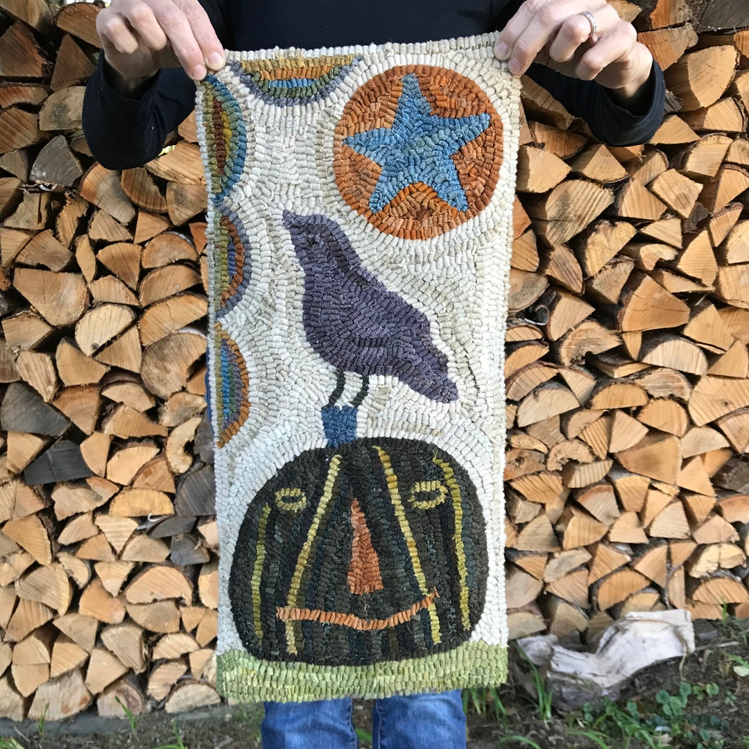 Primitive Wool Folk Art Hooked Rug ~ Something to Crow About - Etsy