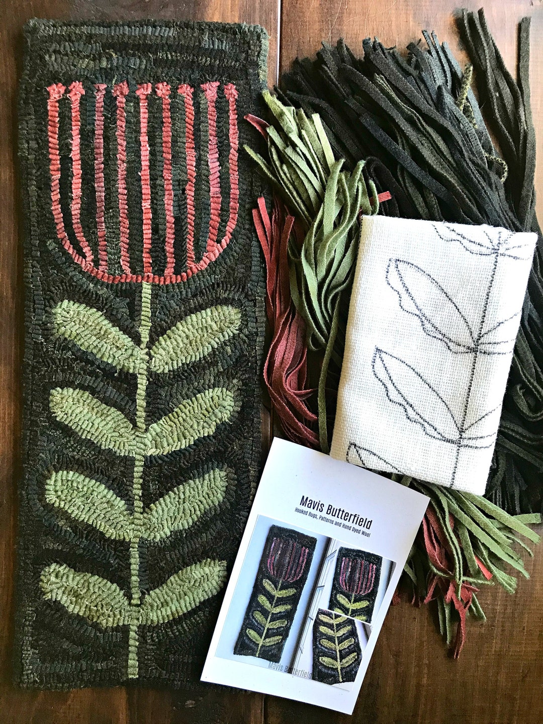 RUG HOOKING KIT - Old Fashioned Tall Tulip on Linen - Etsy