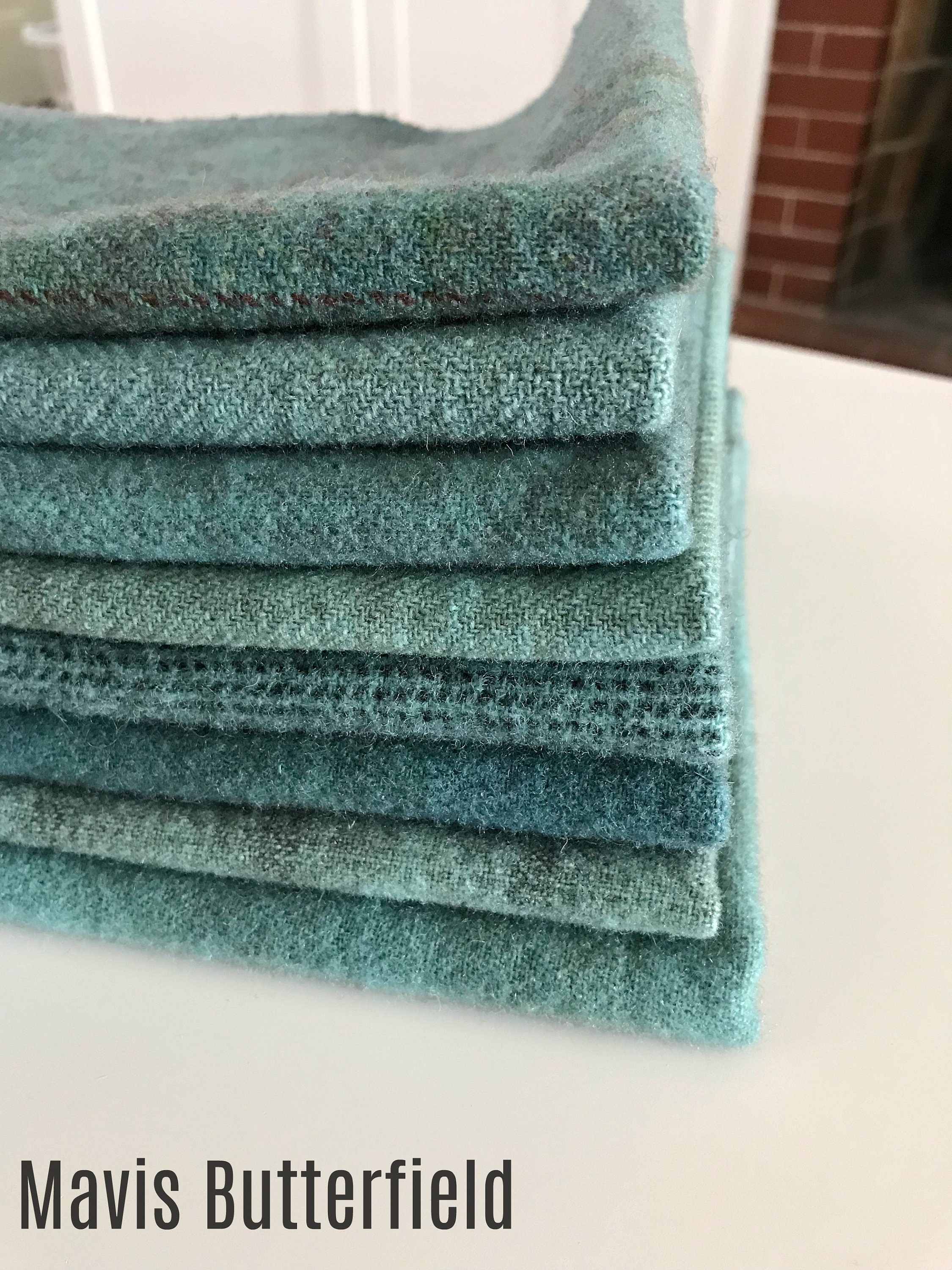 Hand Dyed Wool Fabric, 8 Robin's Egg Blue Fat 1/8 Eighth for Primitive ...