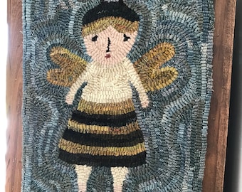 Primitive Folk Art Hooked Rug Hidden in the Garden - Etsy