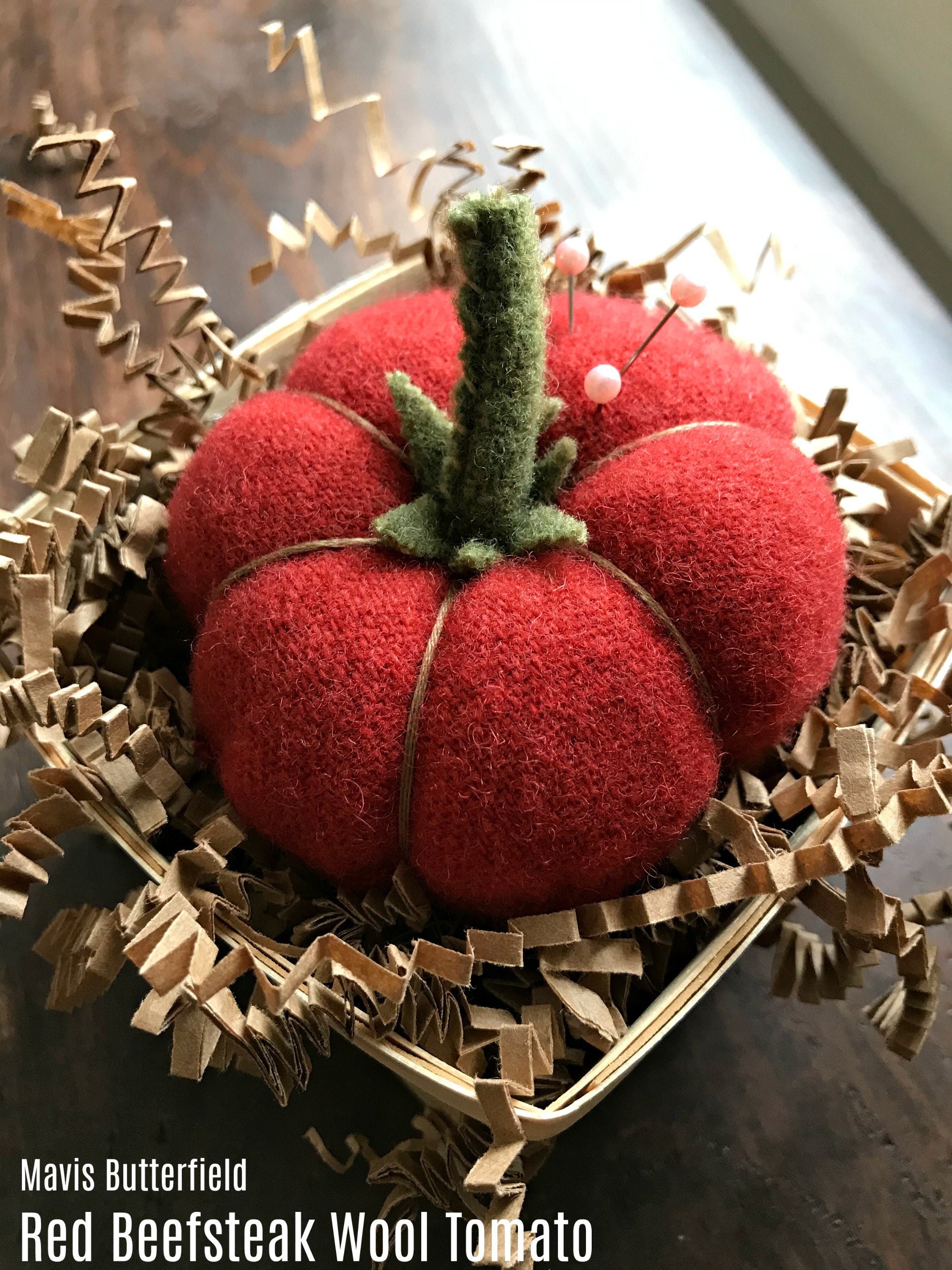 Primitive Wool or Velvet Tomato Pin Cushion ~ Pin Keep