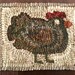 Folk Art Chicken Rug Hooking Hooked PATTERN on Linen Early Style - Etsy