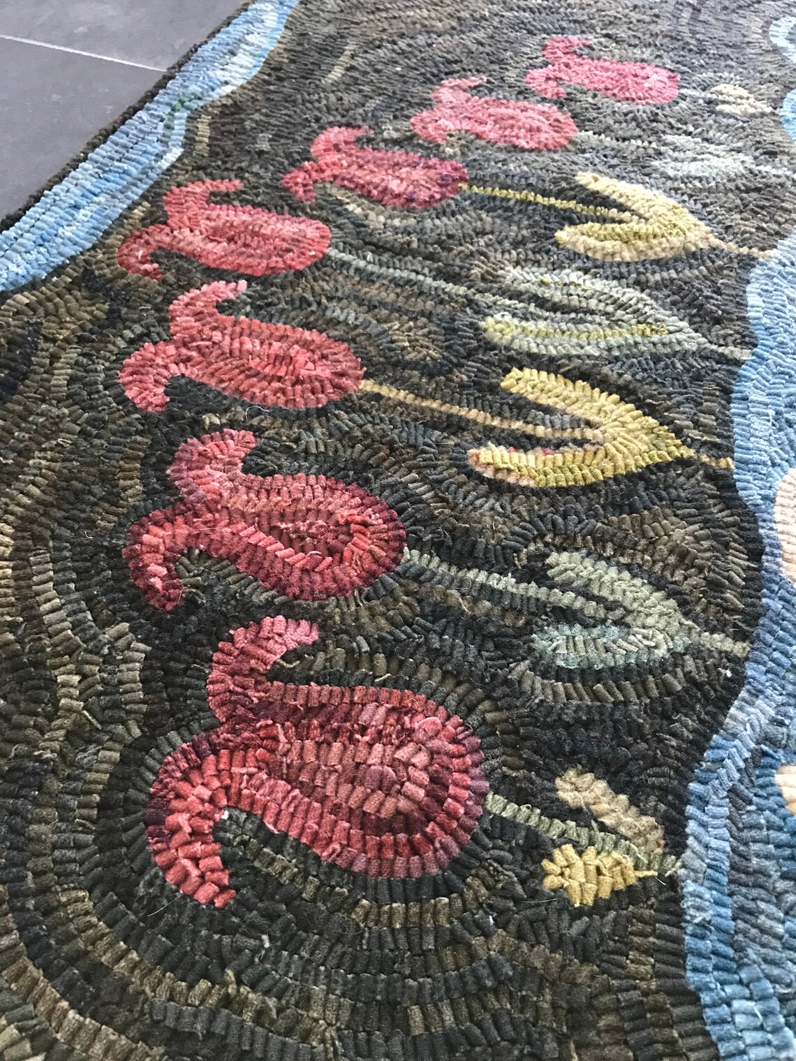 Primitive American Folk Art Wool Hooked Rug Patriotic Tulips - Etsy