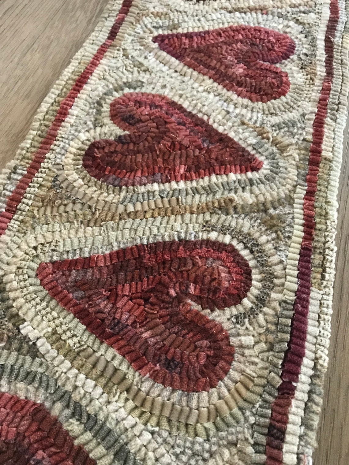 Folk Art Primitive Wool Hooked Rug Large Valentine Heart - Etsy