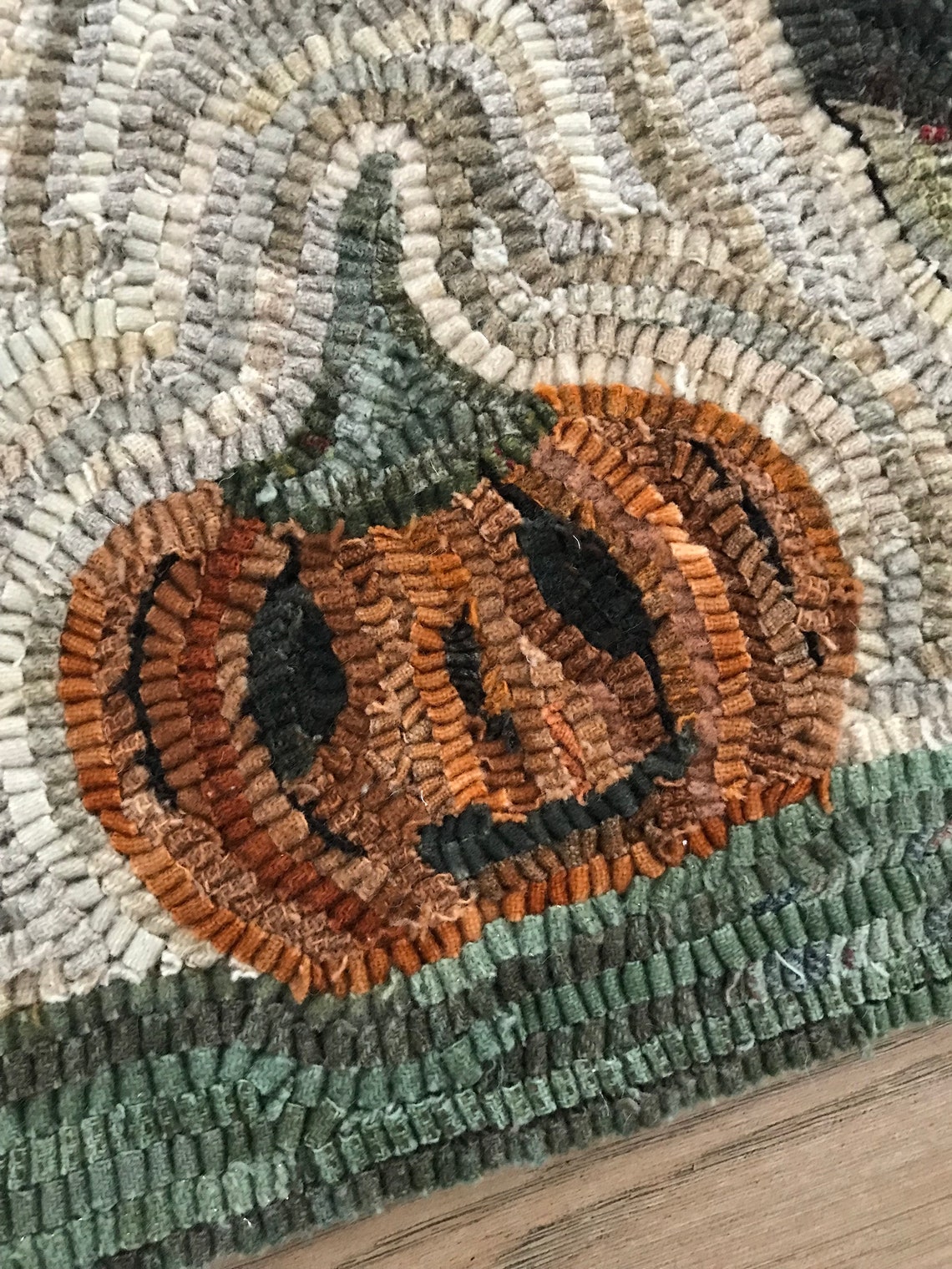 Primitive Folk Art Wool Hooked Rug 2 Black Cats and Pumpkin - Etsy