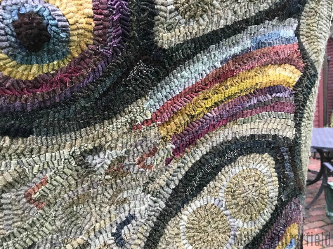 Double Folk Art Chicken Rug Hooking Hooked Pattern on Linen - Etsy