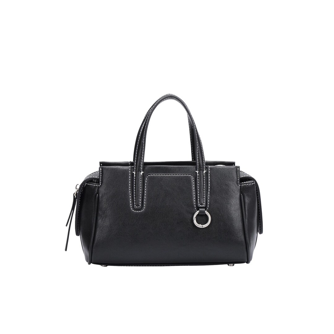 Black Mini Satchel Crossbody Bag by Cefiro – Structured Top Handle ...