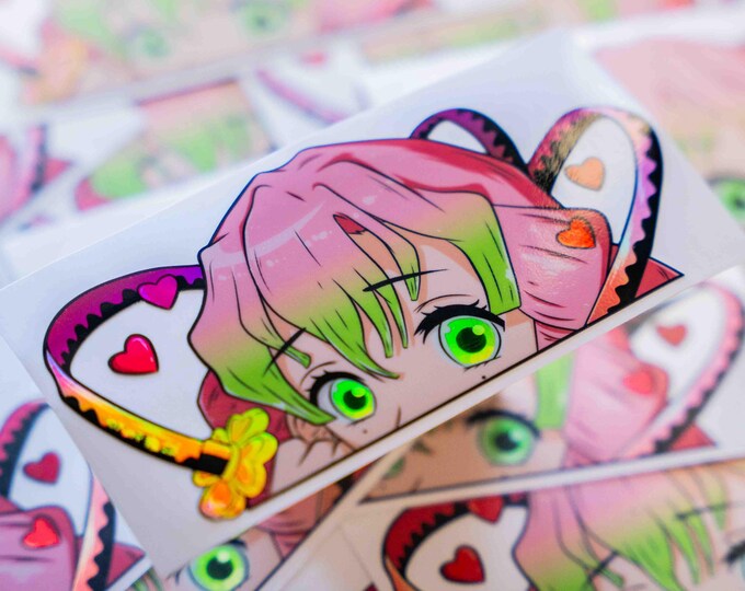 Holographic Anime Peeker Sticker - Oni Slayer Peeker Sticker - Anime ...