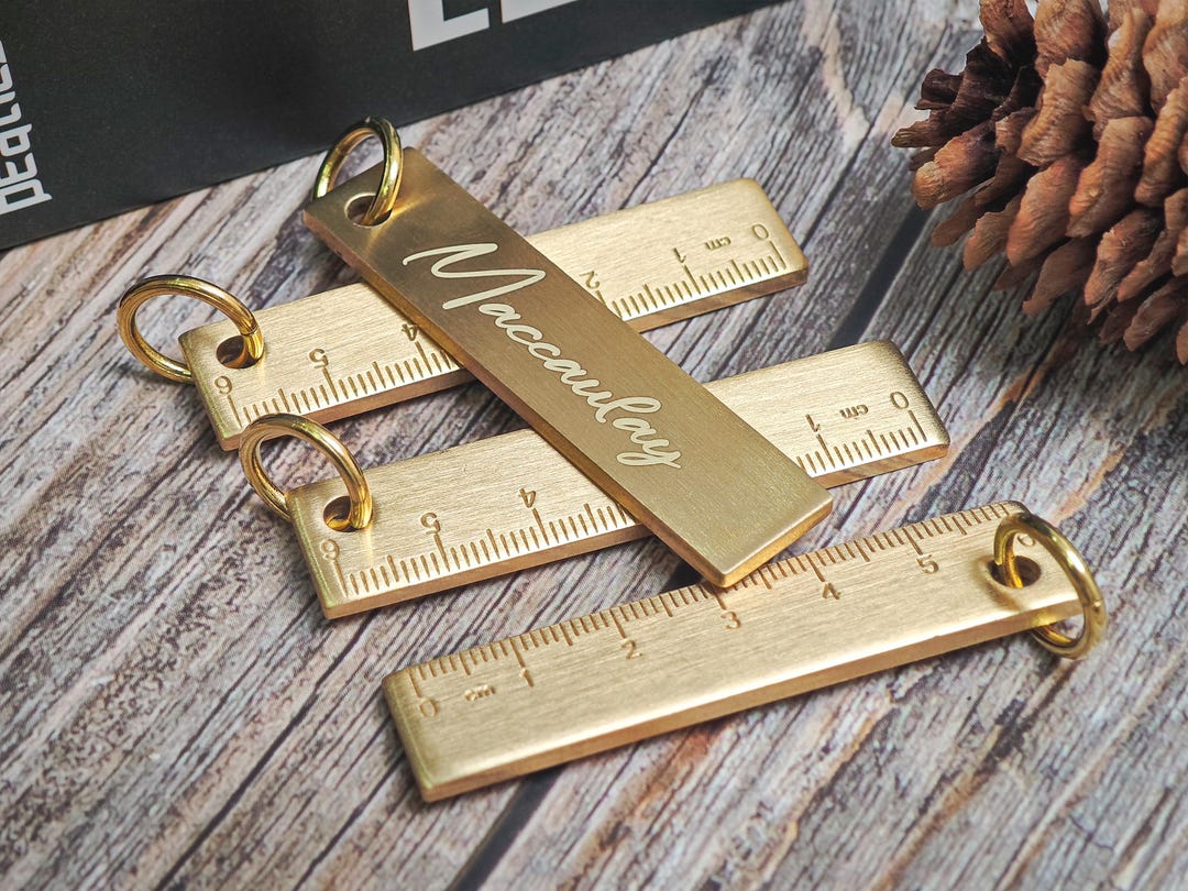 Personalized Brass Ruler Keychain - With Scale - A Practical Everyday ...