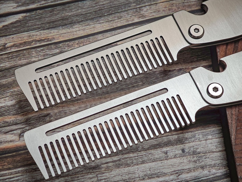 Custom Men's Folding Beard Comb - Stainless Steel Portable Grooming ...