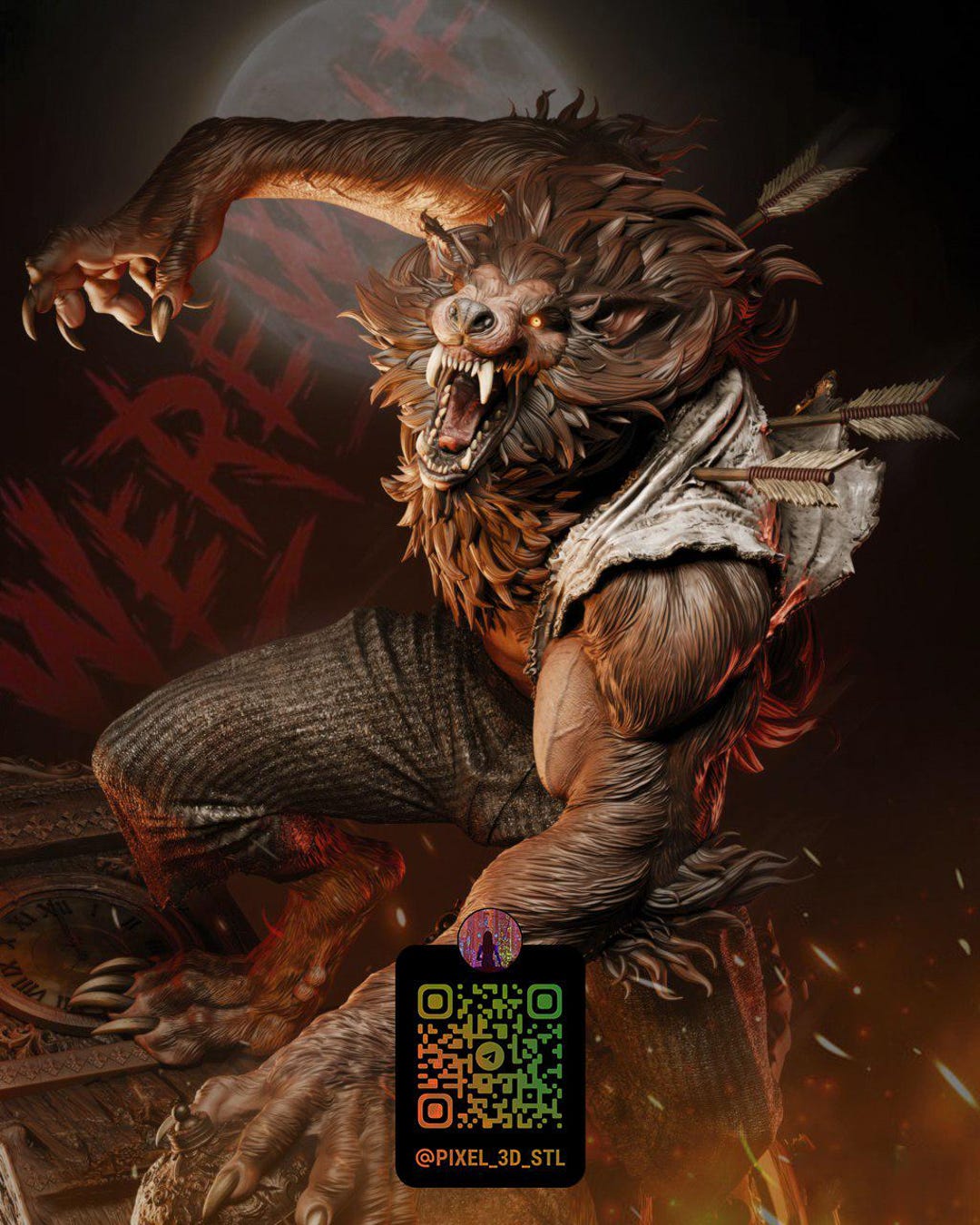 Werewolf – 3D Printed Statue | Miniature | Model Garage Kit | resin ...