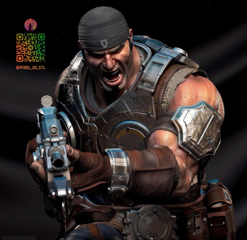 Marcus Michael Fenix Gears of War - 3D Printed Full Body Statue ...