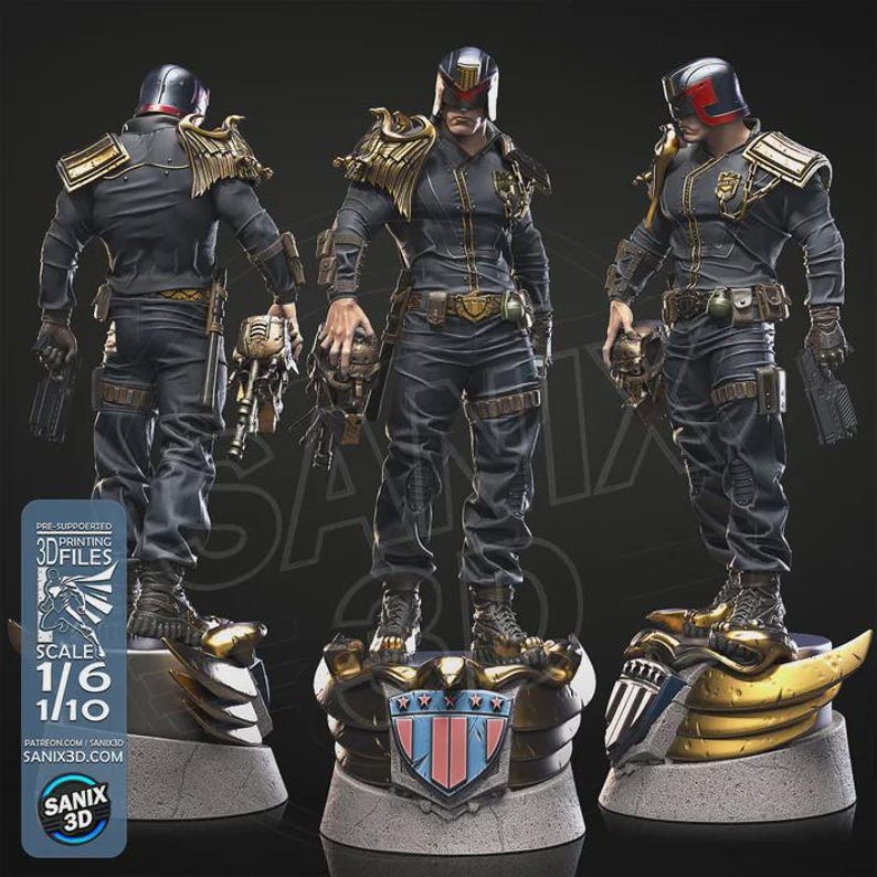 Judge Dredd - 3D Printed Figure – 3D Printed Full Body Statue ...