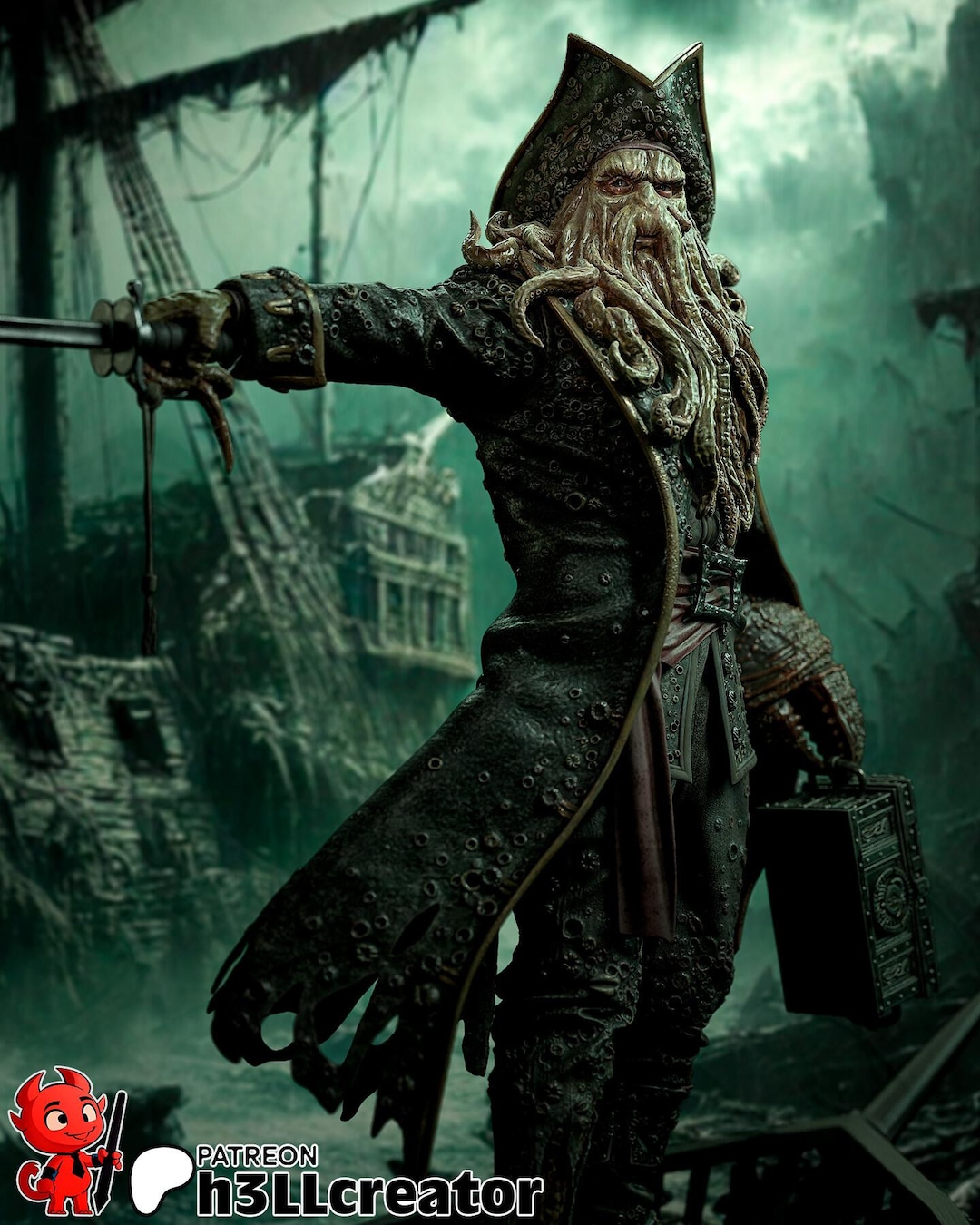 Davy Jones, Pirate - 3D Printed Full Body Statue | Miniature | Model ...