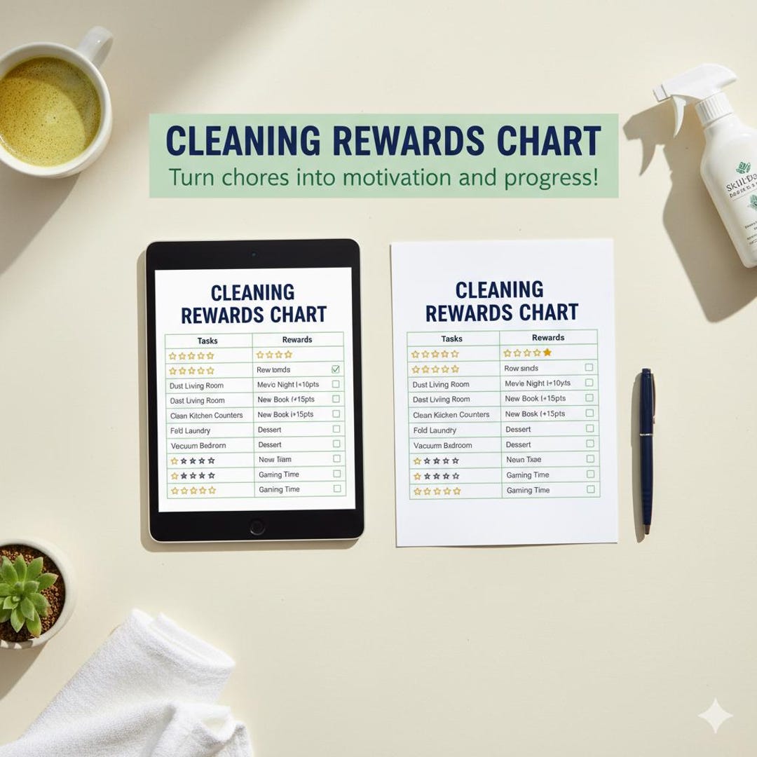Cleaning Rewards Chart: ADHD Motivation, Chore Tracker (digital ...