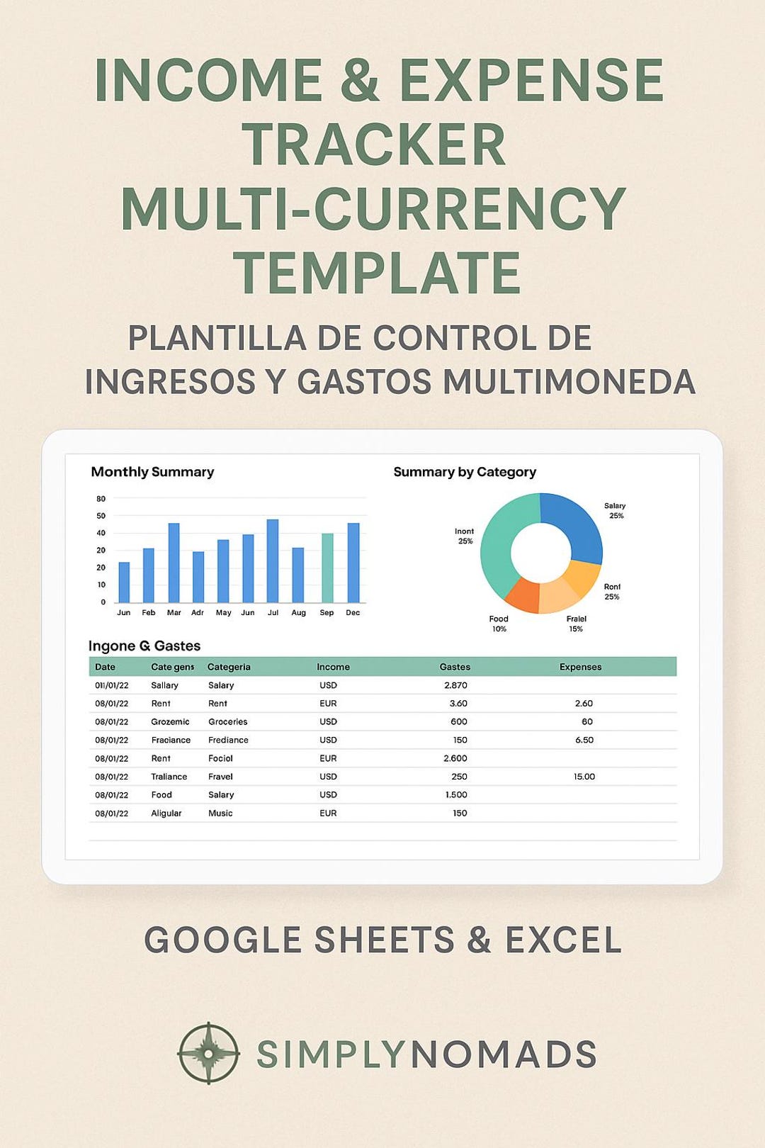 Income & Expense Tracker Multi-currency Template – Google Sheets ...