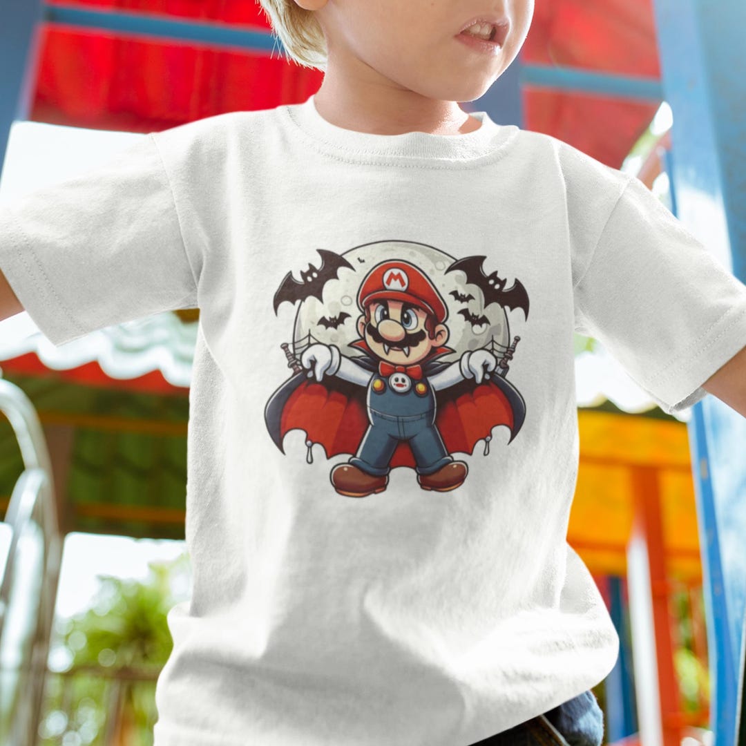 Vampire Mario Baby Shirt – Cute Halloween Toddler Outfit – Spooky Video ...