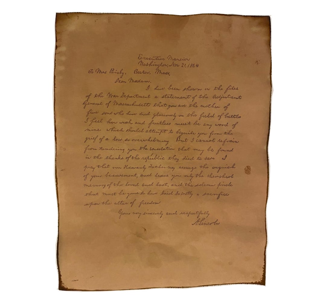 The Bixby Letter by President Abraham Lincoln Print Civil War - Etsy