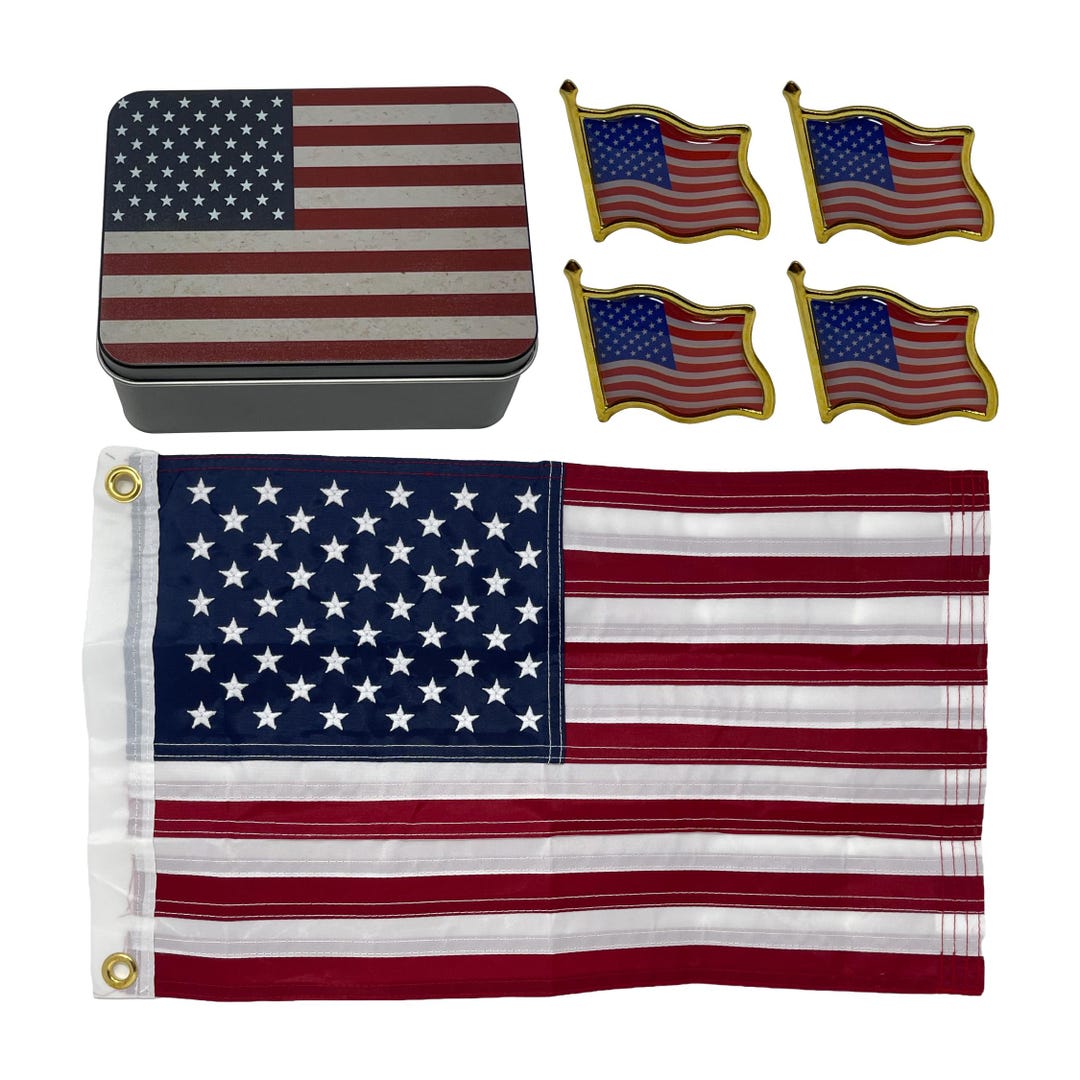 American Flag Gift Set - Patriotic Gifts for Veterans - USA Flag Tin ...
