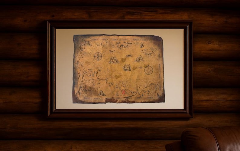 Treasure Map Pirate Maps Aged Reproduction Replica Art Print Canvas - Etsy