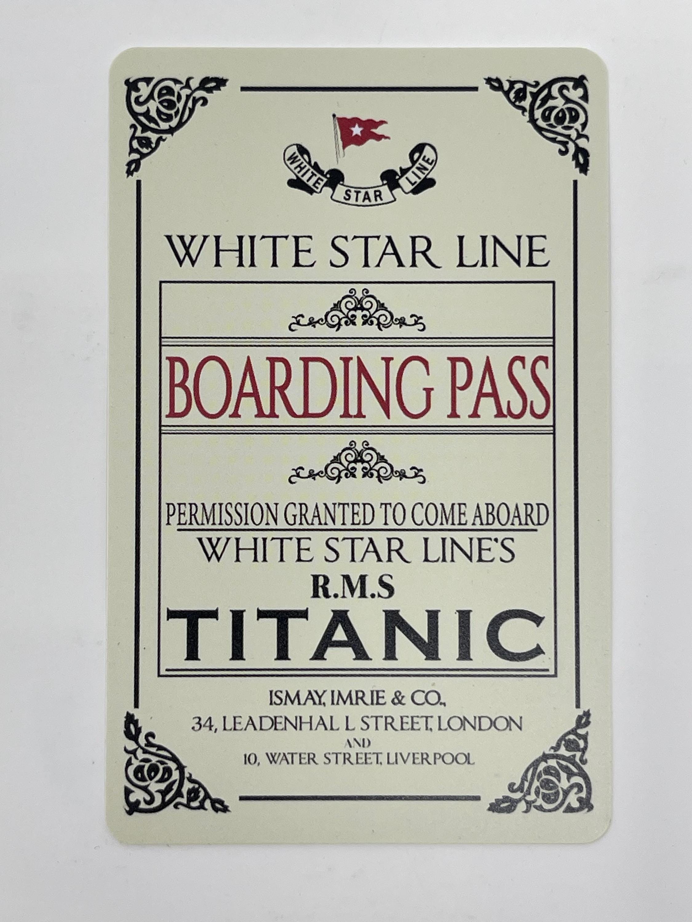 Titanic Ticket Bookmark Boarding Pass Tickets Bookmarks Memorabilia ...