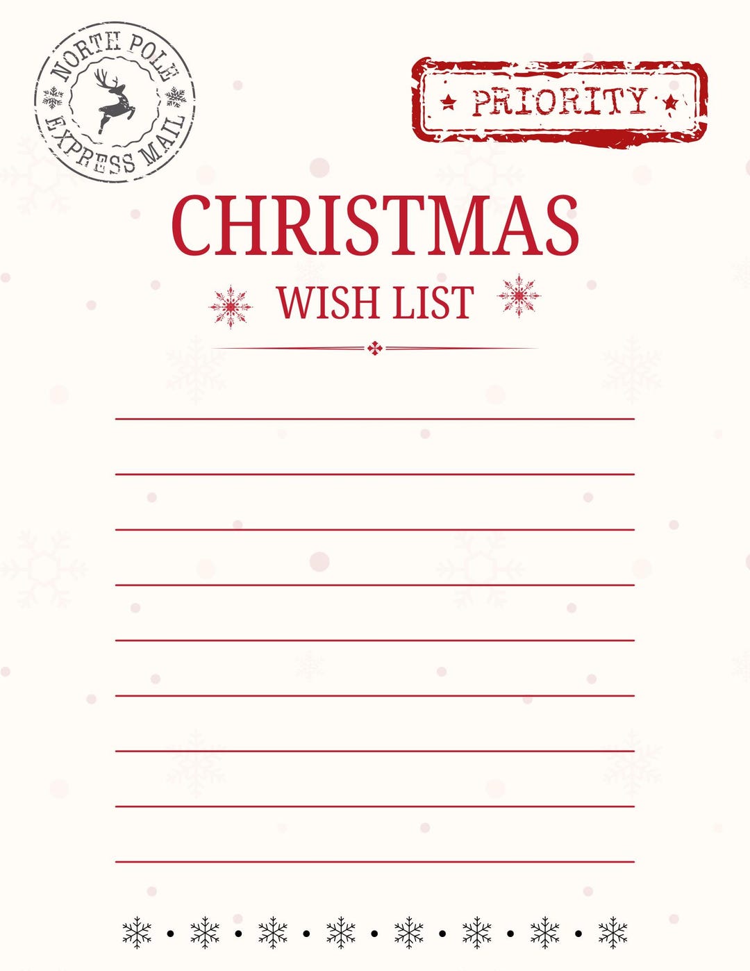 Christmas Wish List Printable – Kids Holiday Wishlist – North Pole ...