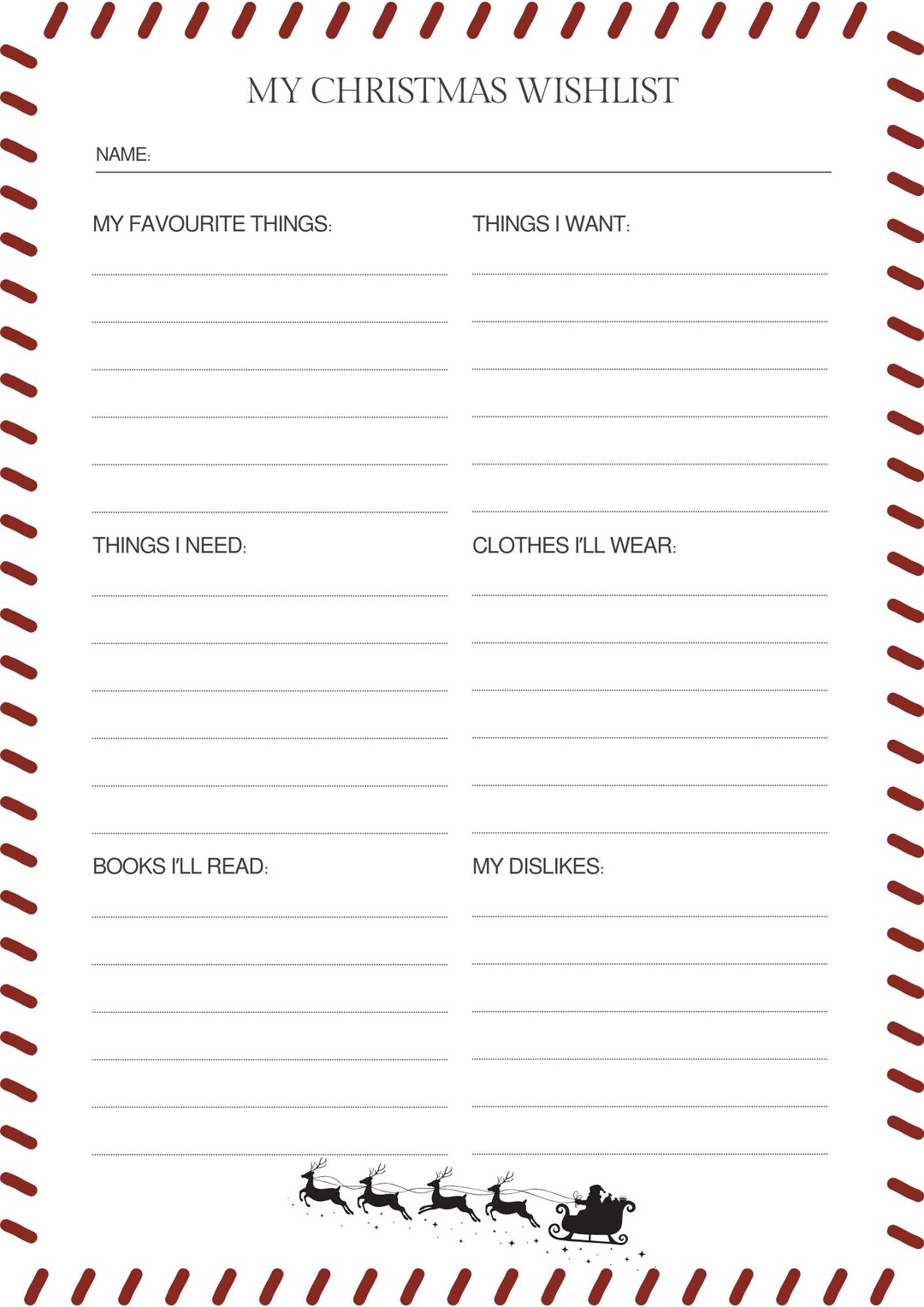 Kids Christmas Wish List Printable | Dear Santa Letter (US Letter & A4 ...