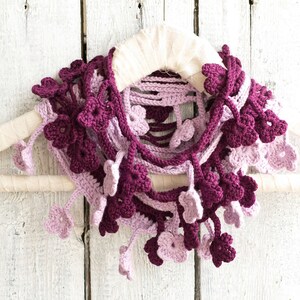 Ombre Purple Floral Loop Scarf, Egyptian Cotton, Bohemian Accessories ...
