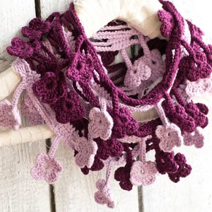 Ombre Purple Floral Loop Scarf, Egyptian Cotton, Bohemian Accessories ...