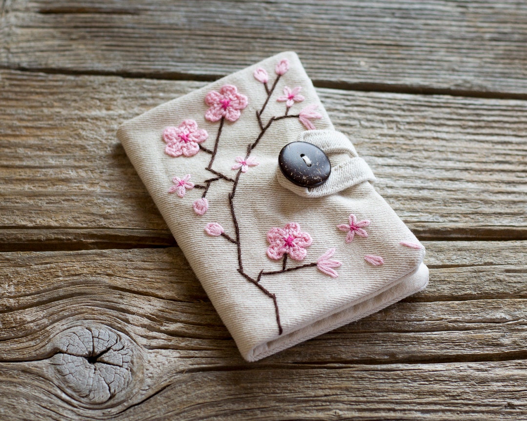 Cherry Blossom Credit Card Wallet Hand Embroidered Sakura - Etsy