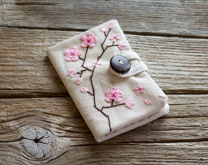 Cherry Blossom Credit Card Wallet, Hand Embroidered Sakura Credit Card ...