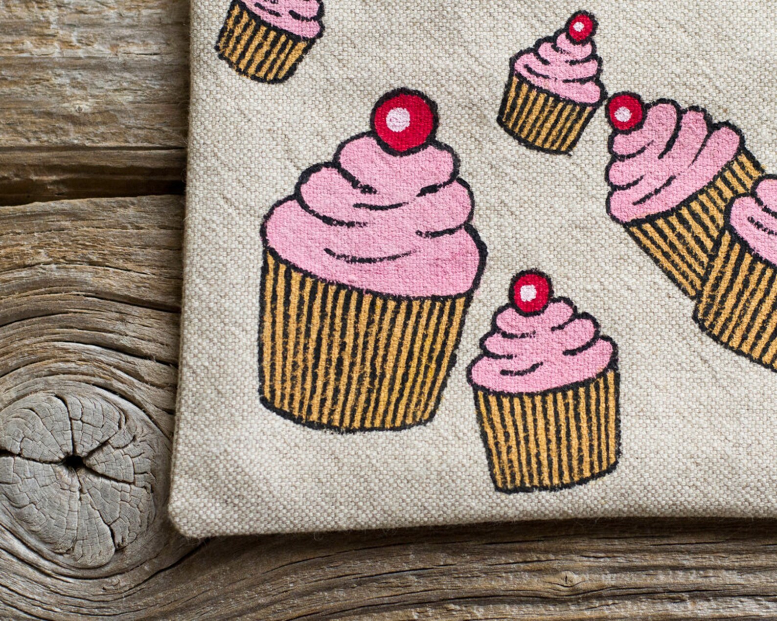 Hand Painted Cupcakes Zipper Pouch Natural Linen and Cotton - Etsy
