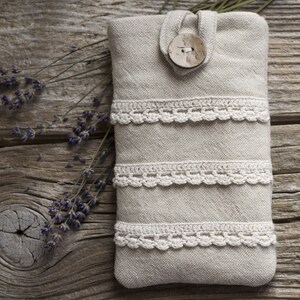 Linen and Lace Sunglasses Case, Linen and Cotton Eyeglasses Case in ...