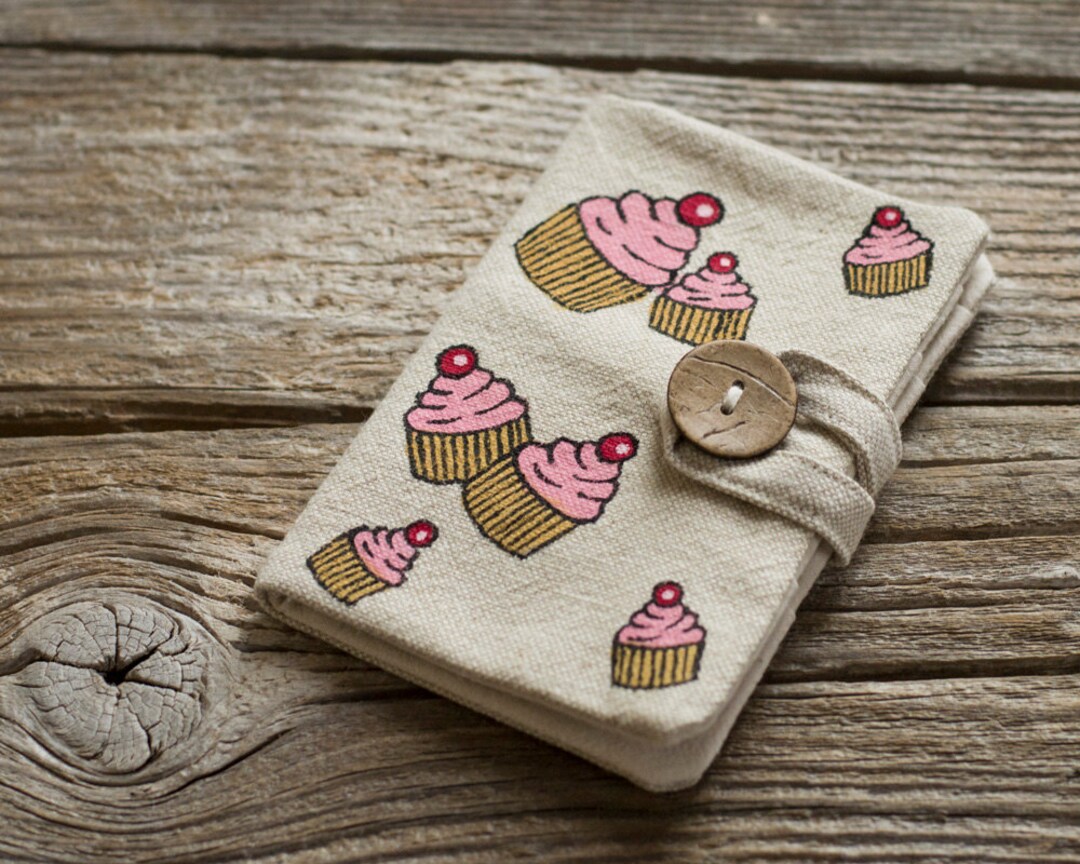 Cupcake Credit Card Wallet Linen and Cotton Pastry Card - Etsy