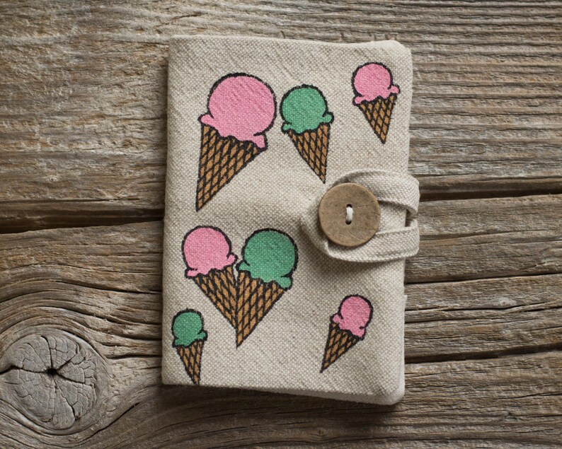 Ice Cream Cones Credit Card Wallet Linen and Cotton Pastry | Etsy