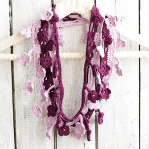 Ombre Purple Floral Loop Scarf, Egyptian Cotton, Bohemian Accessories ...