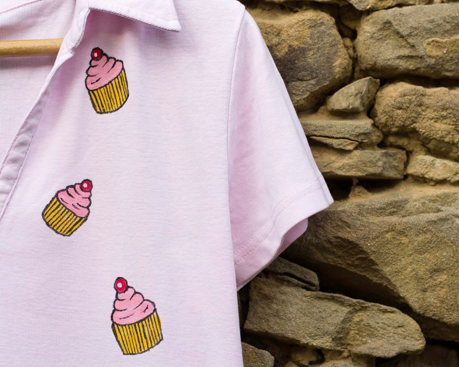 Pale Pink T-shirt With Cupcakes Size M Hand Painted T-shirt | Etsy