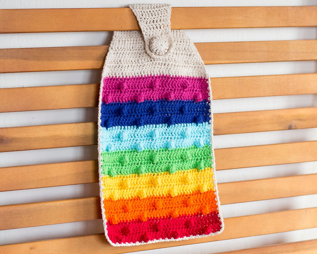 Chakra Hanging Kitchen Towel, Egyptian Cotton Crochet Towel, Chakra ...