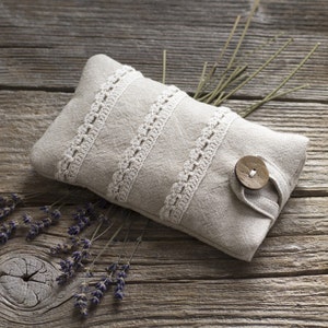 Linen and Lace Sunglasses Case, Linen and Cotton Eyeglasses Case in ...