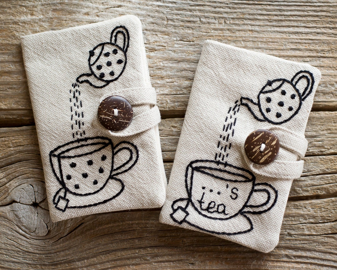 Personalized Monogrammed Tea Bag Wallet, Linen and Cotton Tea Bag ...