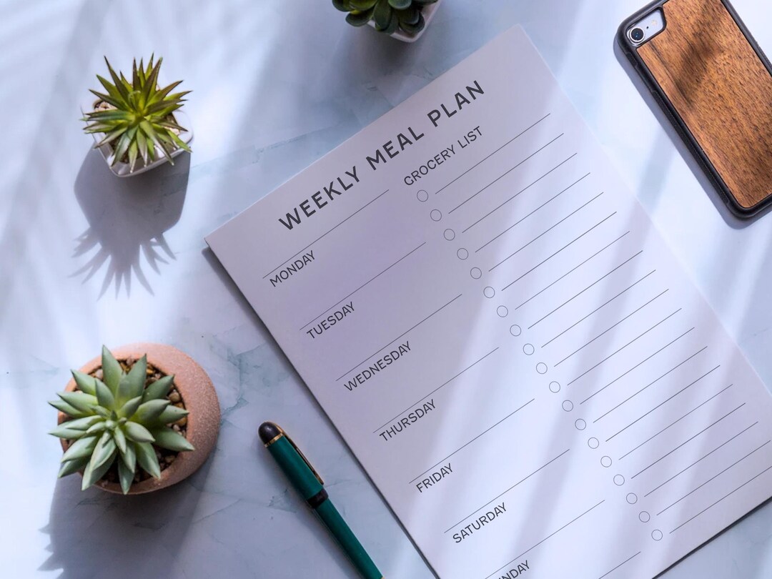 Minimalist Weekly Meal Planner Printable: Grocery List (PDF Download ...