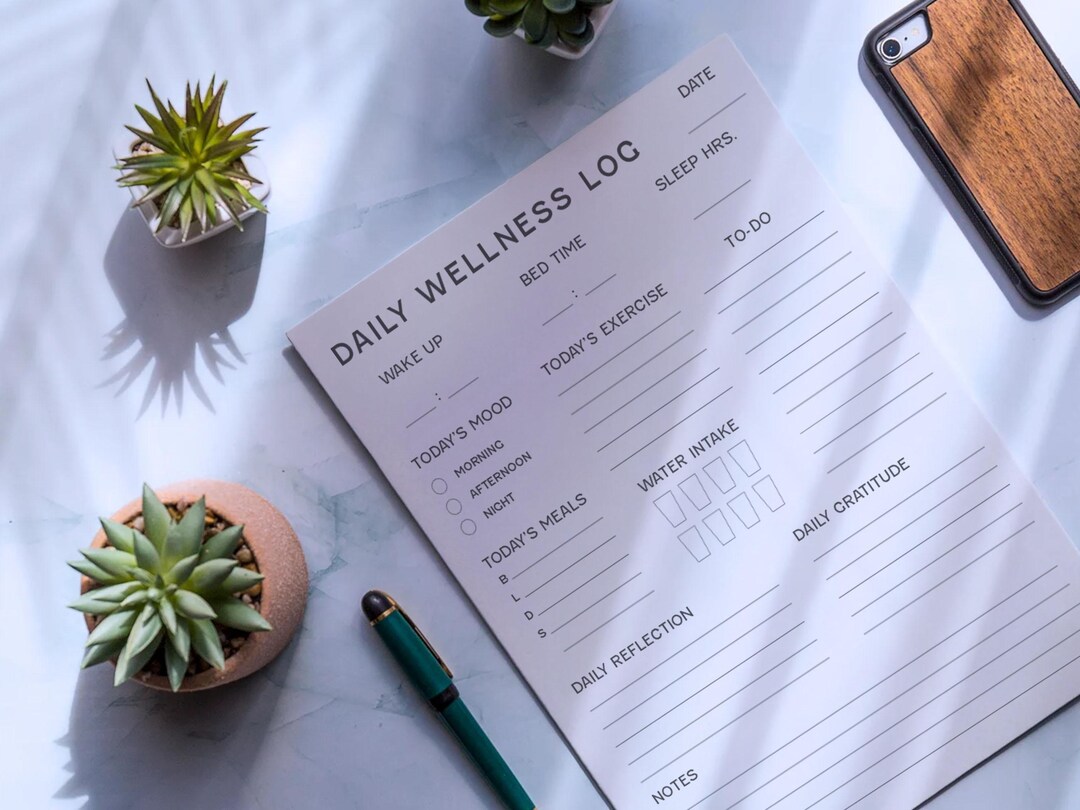 Minimalist Daily Wellness Log Printable | Self-care Tracker (PDF ...