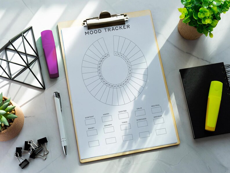Minimalist Mood Tracker Printable: Monthly Mental Health Log (PDF ...