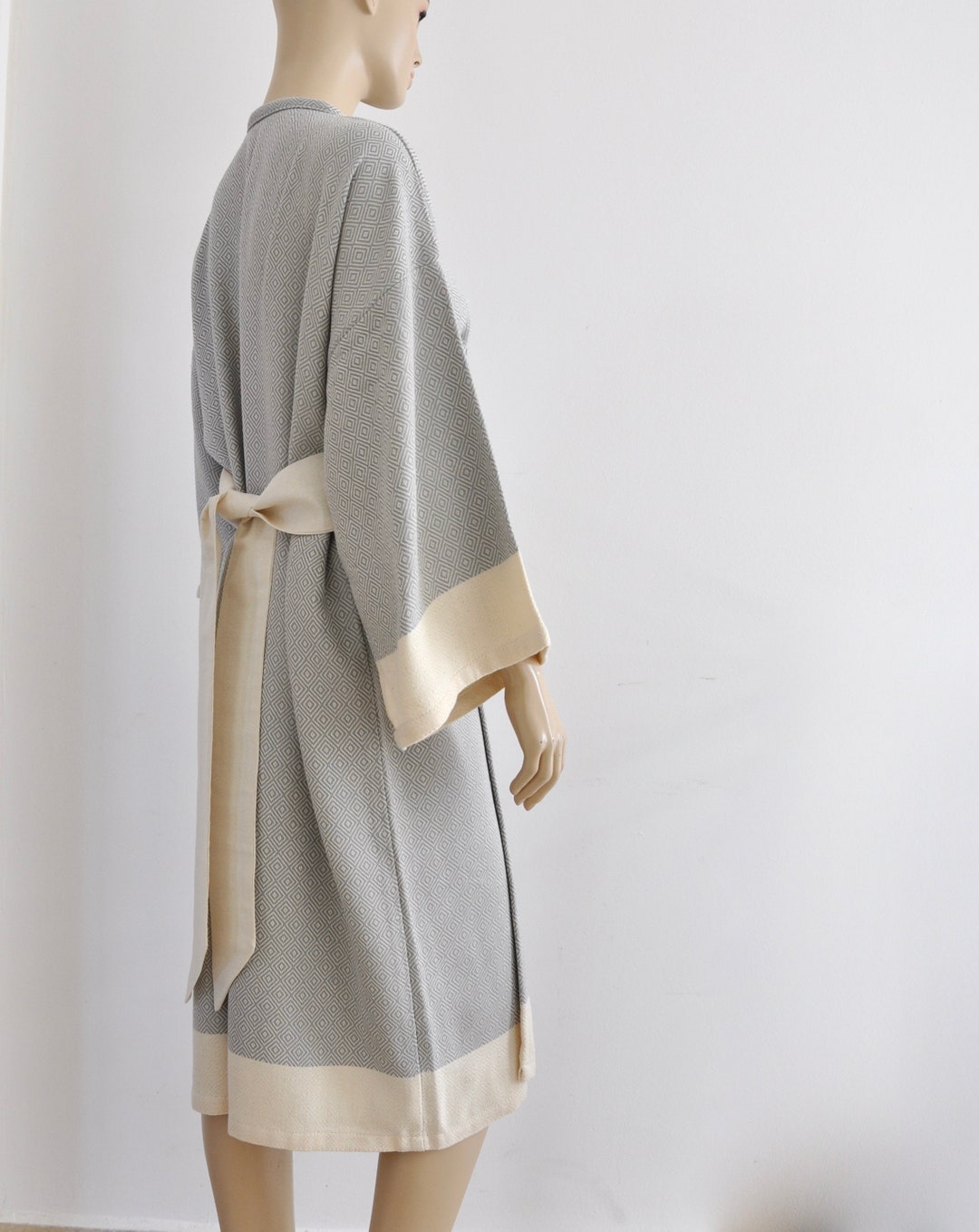 Grey Kimono Robe Peshtemal Bath Robe Caftan Turkish Bath Towel Long ...